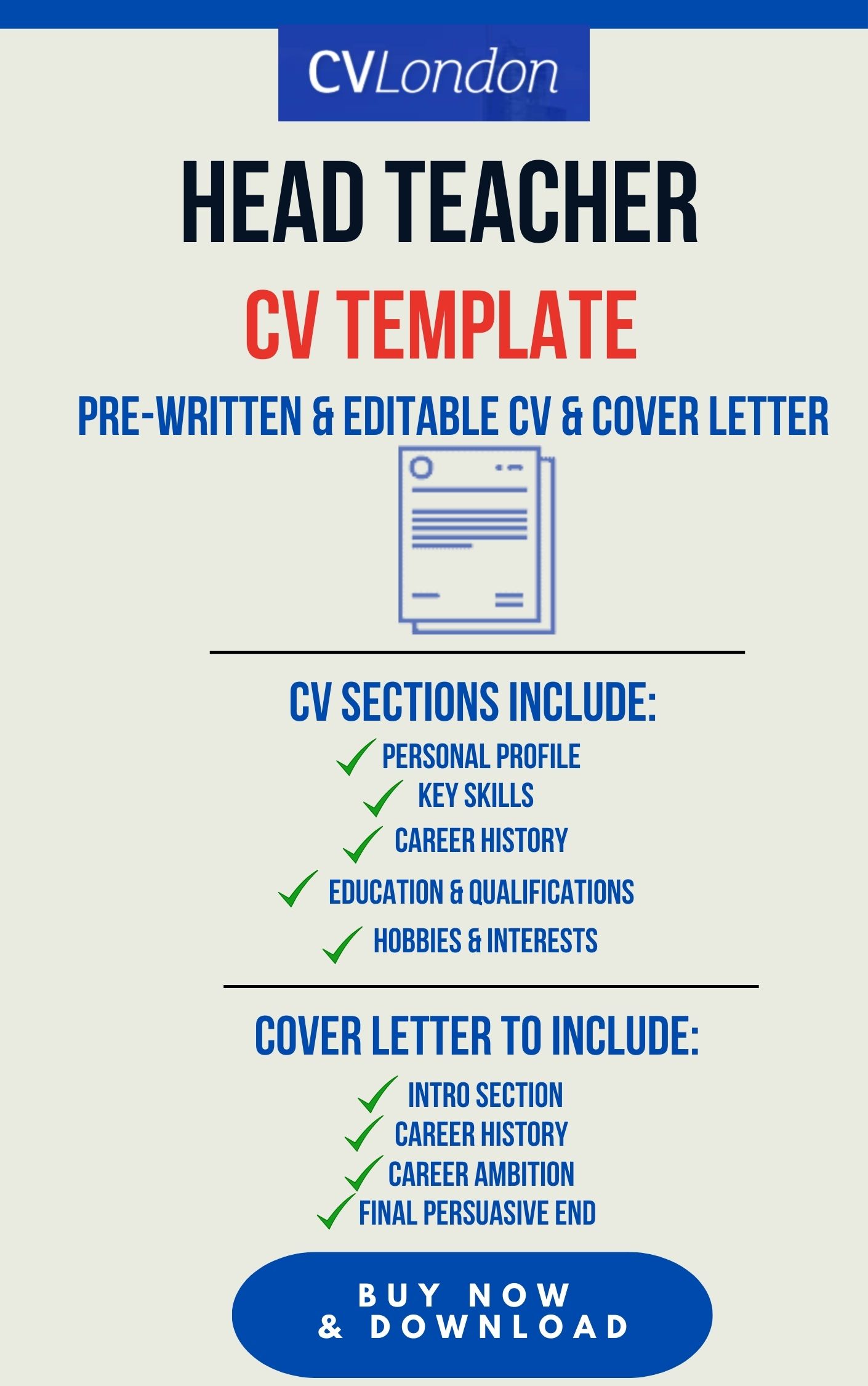 Head Teacher CV Template Example