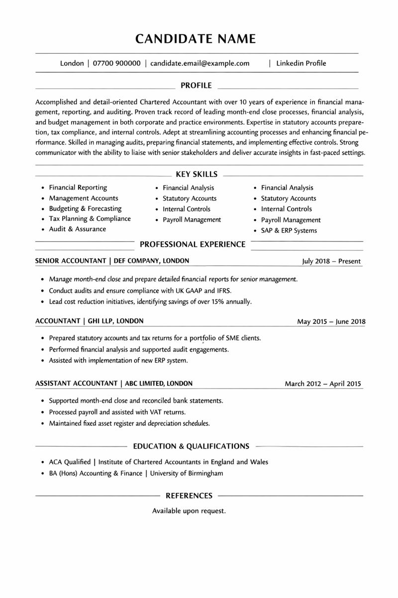 Accounting cv sample